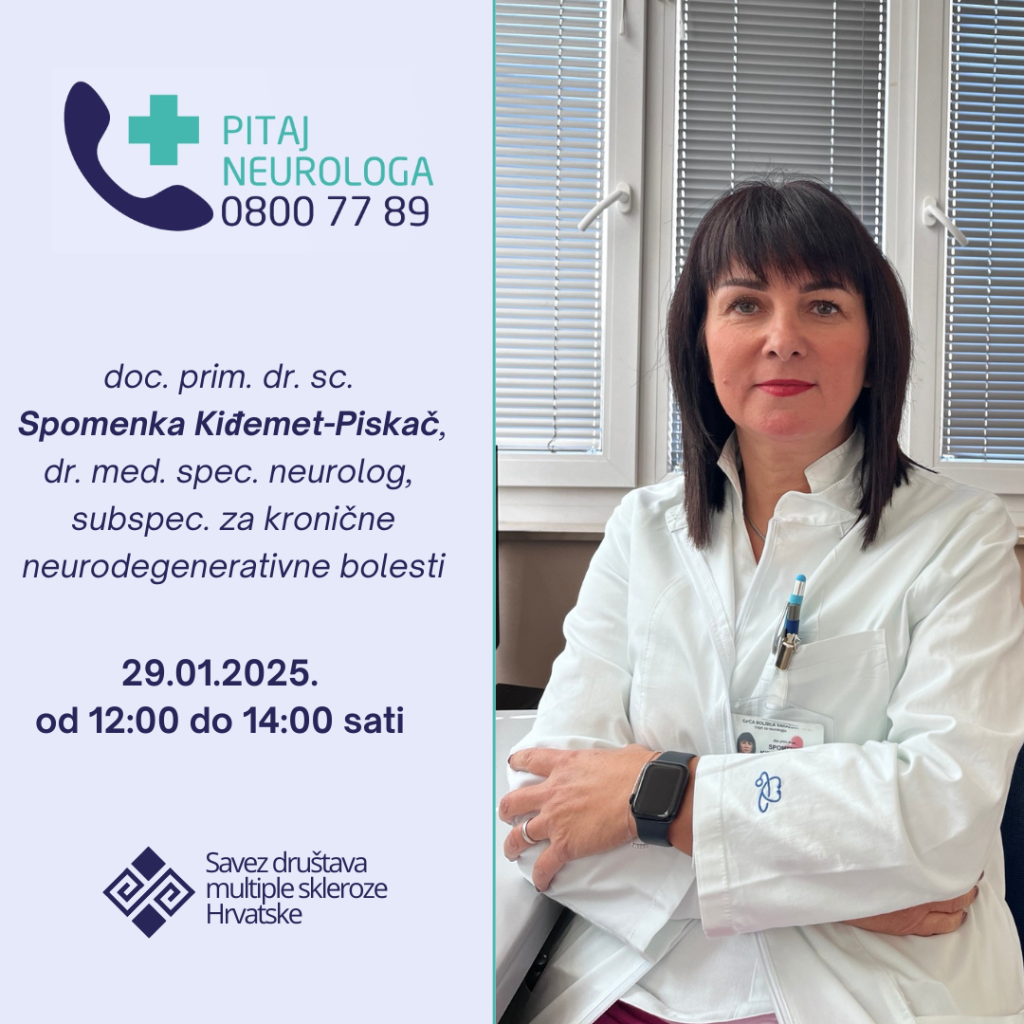 Na SOS MS telefonu, 29.01. dostupna dr.med.spec. neurologije Spomenka ...